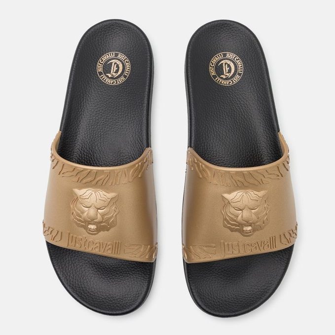 JUST CAVALLI TIGER LOGO SLIDERS - GOLD - Conelle