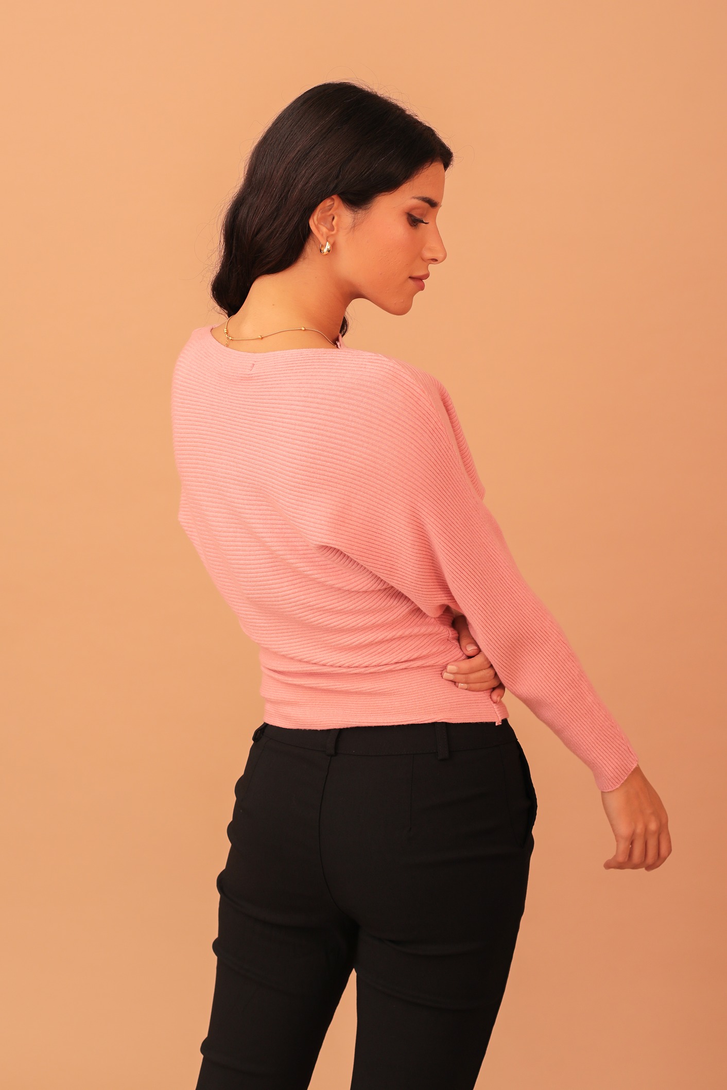 HARPER RIBBED KNIT - SALMON - Conelle